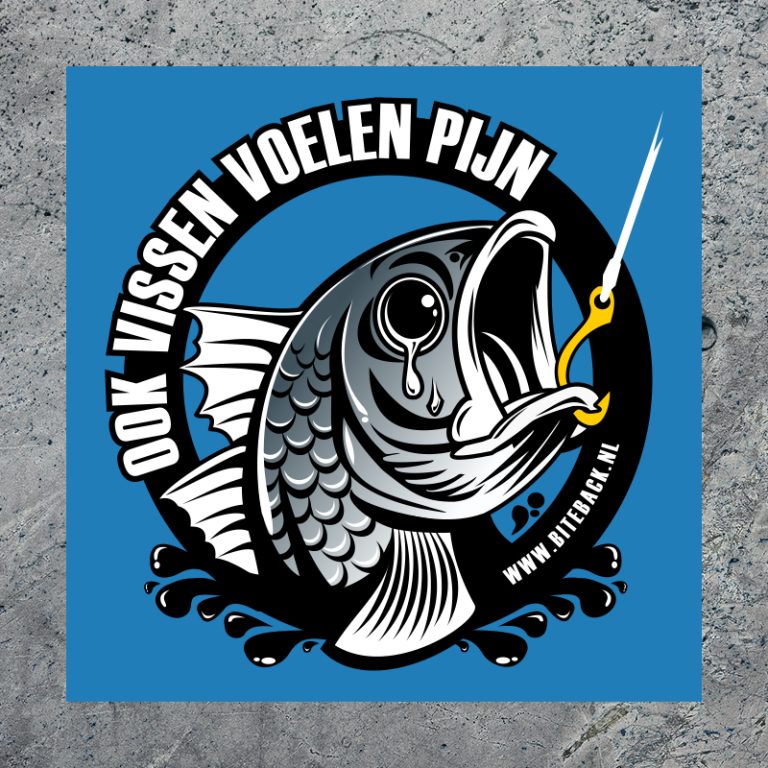 Sticker 'Ook vissen voelen pijn' - Stichting Bite Back